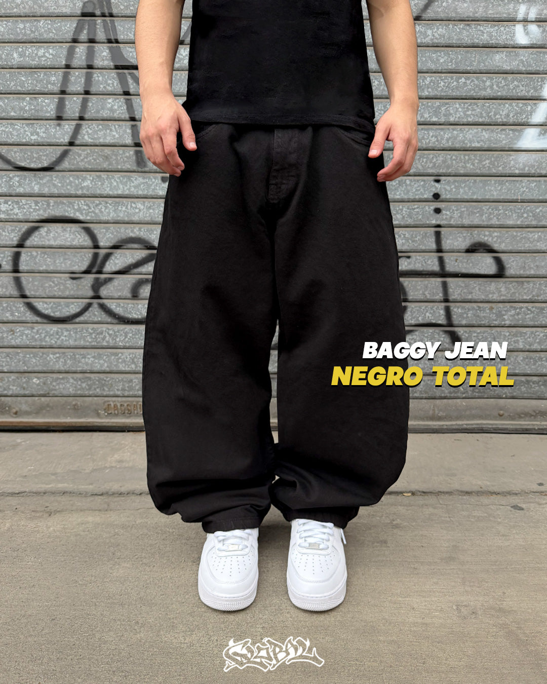 Baggy Jean Negro Color Entero – Global Streetwear